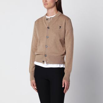 Ami Camelbraune Ami De Coeur Strickjacke aus Wolle