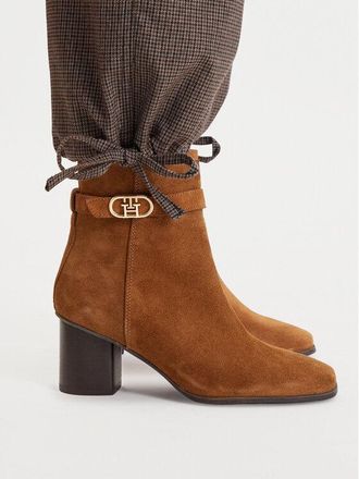 Tommy Hilfiger Stiefeletten Th Strap Suede Block Heel Boot FW0FW09521 Dunkelbeige