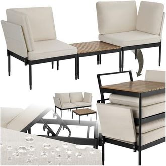 TecTake TecTake Salon de Jardin Exterieur 5en1 Canap&eacute; 2 Places modulable Table de Jardin Coussins &eacute;pais Inclus Cadre en Acier laqu&eacute; &eacute;poxy Mobilier de terrasse