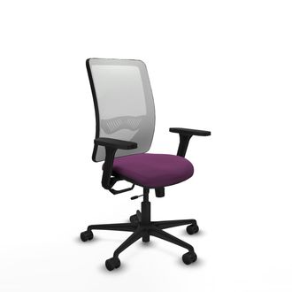 Piqueras y Crespo Schreibtisch f&uuml;r Telearbeit Zulema mit 3D-Armen, h&ouml;henverstellbare Lendenwirbelst&uuml;tze, ausgestattet mit Syncro/Traslack und Schneideschaum, Wei&szlig;/Viole