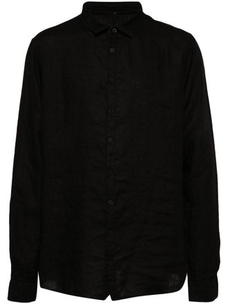 Poéme Bohémien chemise en lin à col classique - Noir