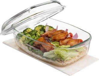 Navaris Plat en Verre avec Couvercle - Cocotte pour le Four - Petit Plat a Four Rectangulaire pour Cuisiner Diverses Recettes - Verre Borosilicat&eacute; &Eacute;cologique 