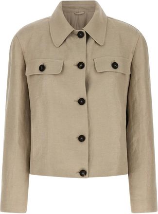 Brunello Cucinelli Femme, Vestes, Beige, Taille: 40 FR Veste Diagonale en Lin avec Monili