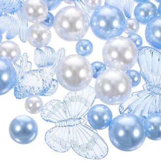 SOLUSTRE 88 St&uuml;ck Vasenf&uuml;ller Perlen Blau Dekorative Selbstgemacht Vase F&uuml;llung f&uuml;r Hochzeit Party und Valentinstag Langlebige Leuchtende Dekoperlen f&uuml;r Kerzen