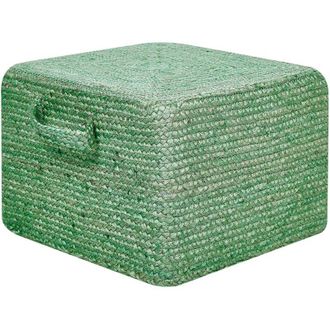 Beliani Beliani - Ottoman Vert en Jute 45 x 45 x 30 cm Moelleux pour Chambre ou Salon &agrave; Anses Dhadar