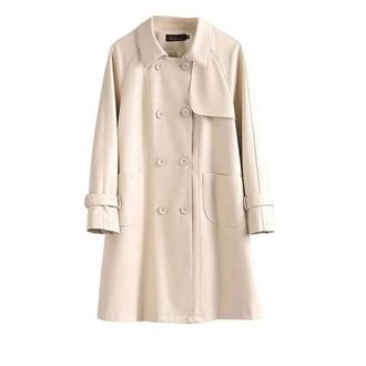 Generic Manteau Femme Noir Double Boutonnage - Automne Hiver L&acirc;che Long Cuir Trench Coat Outwear, 1, XL
