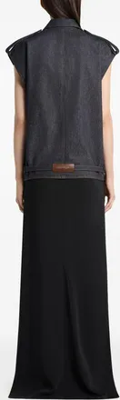 Courr&egrave;ges Denim Sleeveless Bomber Vest - Dark Blue