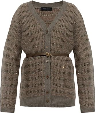 Fabiana Filippi Cardigan Ceinture - Femme - Pulls - Brun - Taille: 38 FR
