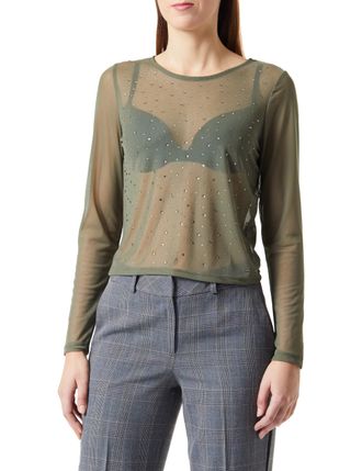 Trendyol Trendyol Womens Damen Gerade Lange &Auml;rmel Regul&auml;r Die Bluse Blouse, Khaki, Large
