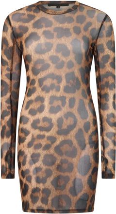 Philipp Plein Femme, Robes, Brun, Taille: 36 FR Robe Courte L&eacute;opard