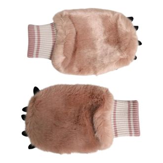 Dolce & Gabbana Femme, Accessoires, Brun, Taille: ONE Size Acrylic Knitted Fur Wrist Mitten Gloves