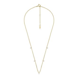 Fossil Sadie Damen-Edelstahl-Halskette mit Karabinerverschluss, Helles Gold