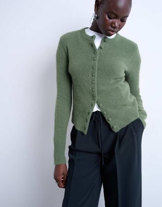 Topshop Gilet en maille avec boutons dissimulés - Vert