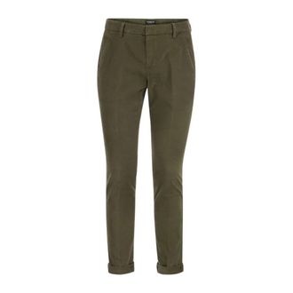 Dondup Homme, Pantalons, Vert, Taille: W34 Pantalon Slim-fit en Gabardine