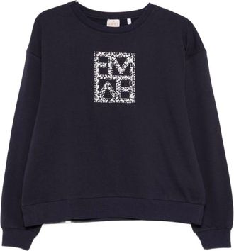Marella Femme, Sweatshirts et sweats &agrave; capuche, Bleu, Taille: 44 FR Decorated SweaT-shirt