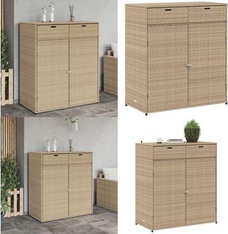 vidaXL Gartenschrank Beige 105x55x113 cm Poly Rattan - Outdoor-Schrank - Gartenschrank - Stauraum - Gartenorganisation - Rattan Gartenm&ouml;bel - Home & Living