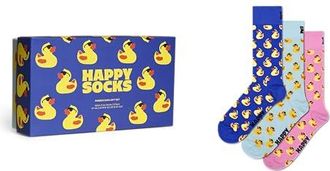 Happy Socks Lot de 3 chaussettes durables - Coffret cadeau en forme de canard en caoutchouc pour homme et femme - Taille 36-40
