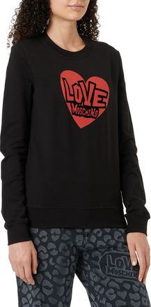 Love Moschino Damen Slim Fit L With Brand Heart Print. Sweatshirt, Schwarz, 42 EU