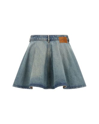Ganni Womens Denim Skirt Mid Blue Vintage Organic Cotton
