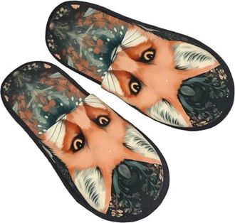 Generic Pantoufle Maison Renard R&eacute;tro, Fleur Botanique Chaussons Maison Confortable Hiver Chaussures Chaudes Doux Hiver Pantoufles Pour Chambre Camping Voyage