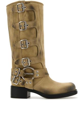 Miu Miu Stiefel aus Wildleder 45mm - Nude
