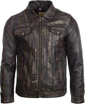 Aviatrix Hommes Tres Doux Cuir Veritable Classique Veste De Motard (AGQ5) S