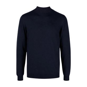 Lardini Pullover mit Stehkragen aus superfeiner Merinowolle - - Knitwear - Herren - Blau - M