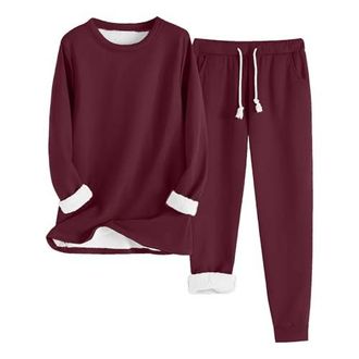 Generic Co Ord Ensembles pour femmes en tricot de couleur unie col haut d&eacute;contract&eacute; et d&eacute;contract&eacute; deux ensembles de pantalons &agrave; manches longues ensemble surv