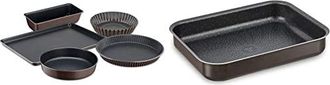 T-fal Perfectbake Set 5 Moules Tarte 30 cm Manqu&eacute; 24 cm Cake 28 cm Quatre Quarts 26 cm Plaque P&acirc;tisserie 38 x 28 cm & Success Plat Mini Four Aluminium J1600