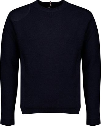 Moncler Wollpullover mit Logo - - Knitwear - Herren - Blau - XL