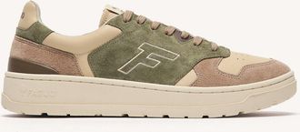 Faguo Baskets en cuir sable et kaki