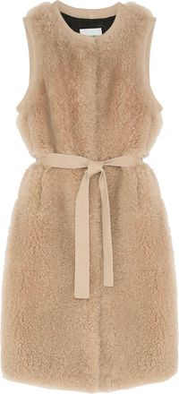 Yves Salomon Shearling-Weste mit G&uuml;rtel - Nude