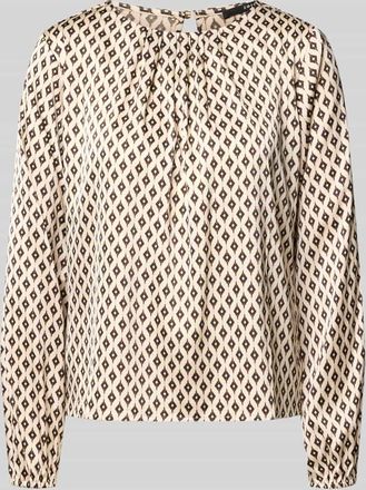 Zero Regular Fit Blusenshirt im Allover-Look mit Rundhalsausschnitt