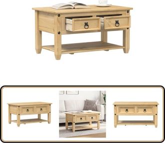 vidaXL Table basse avec tiroirs Corona 85x50x45 cm bois de pin massif - Table Basse - Meuble Salon - Table Dappoint - Table Bois - Table Design