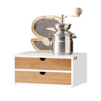 SoBuy FRG180-WN Boîte à Capsules de Café en MDF et Bambou Porte-Capsules avec 2 Tiroirs Boîte de Rangement Porte-Capsules Tiroir Boîte Organisateur de Burea
