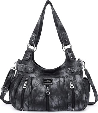 Angel Kiss Angelkiss gro&szlig;e Geldb&ouml;rsen und Handtaschen f&uuml;r Damen, gewaschenes Kunstleder, Crossbody Hobo Satchel, Schultertasche, Tote-Bag, Geldb&ouml;rse, X-Large