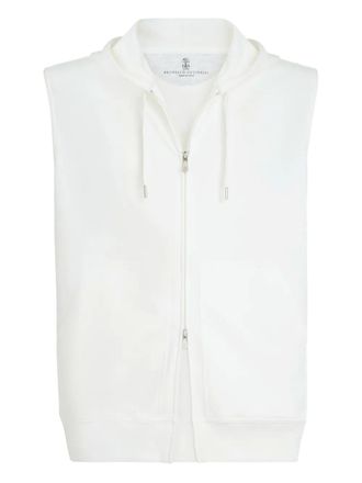 Brunello Cucinelli hoodie zipp&eacute; &agrave; design sans manches - Tons neutres