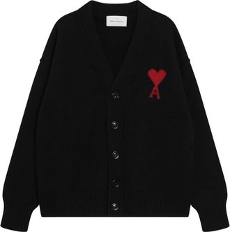 Ami Femme, Pulls, Noir, Taille: 40 FR Quota V-Neck Cardigan