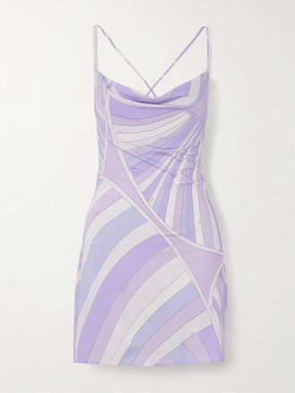 Pucci Minikleid Aus Bedrucktem, Glänzendem Jersey - Lila