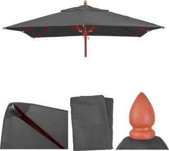 Mendler Ersatz-Bezug für Gastronomie Holz-Sonnenschirm HWC-C57, Sonnenschirmbezug, eckig 3x3m Polyester 3kg - anthrazit