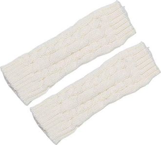 ACVIP Mitaines torsad&eacute;es en tricot torsad&eacute; pour femme - Ecru - Taille unique