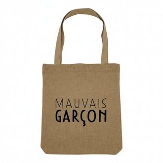 Fabulous Sac Shopping Tote Bag Aspect Lin - Mauvais Garçon Humour France Homme - Sac de Courses Toile Epaisse 360g Beige Naturel Cabas Porté Epaule Solide Impr