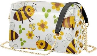 Mnsruu Sacs à bandoulière pour femme, sac à main en cuir avec fleur dabeille jaune