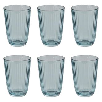 Butlers 6er Set Trinkglas Rillen-Design 390 ml Glas LINEE | stilvolles Wasserglas | vielseitiges Saftglas | für gedeckten Tisch & Alltagsgetränke