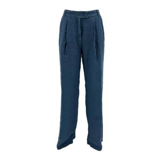 120% Lino Wide Hosen - - Trousers - Damen - Blau - XS
