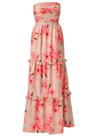 Adrianna Papell Abendkleid Printed Satin Long Dress Weiches, romantisches, bedrucktes tr&auml;gerloses Abendkleid