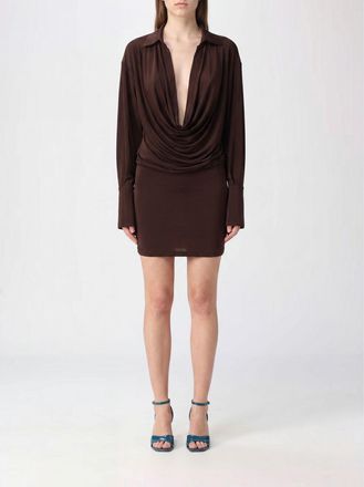 Andamane Mini-robe fourreau &agrave; manches longues en jersey avec col en V