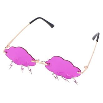 Yarnow Lunettes de Soleil sans Monture Forme Larme Style Nuage et &Eacute;clair pour Femmes pour F&ecirc;tes et Photos Teinte Violette