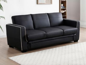 Vente-Unique Schlafsofa 3-Sitzer - Kunstleder - Schwarz - NATY II