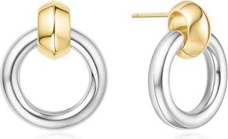 Ania Haie Vogue Maven Two-Tone Hoop Boucles doreilles cr&eacute;oles en argent sterling 925 avec rev&ecirc;tement bicolore Taille 25,5 x 20,5 mm Emballage cadeau inclus